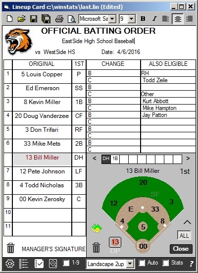 Batting Order Template HQ Printable Documents